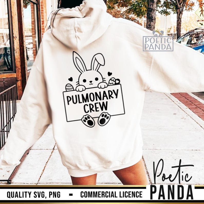 Easter Bunny Peeking Pulmonary Crew SVG PNG, Bunny Respiratory Team ...