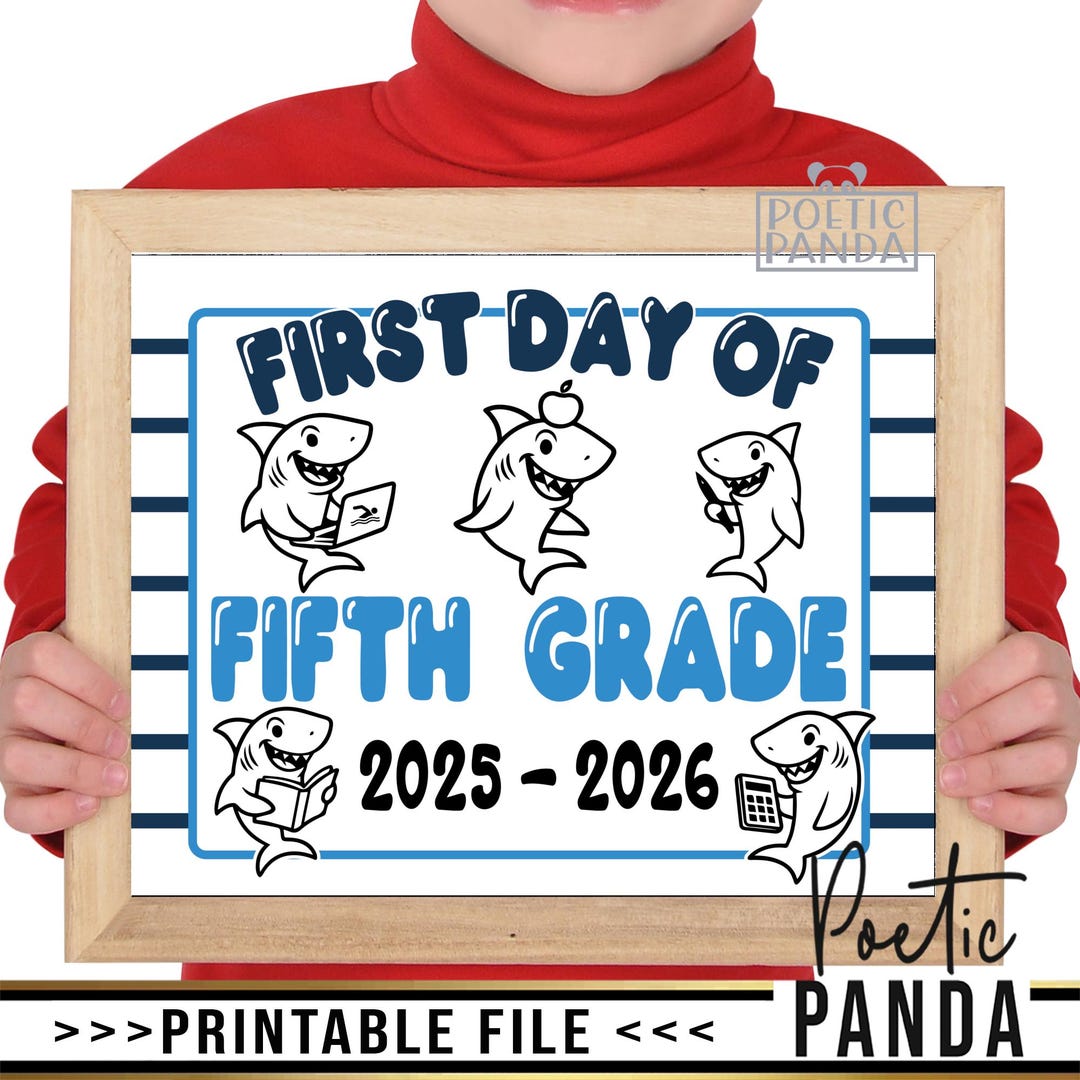 Printable Sign 1st Day of 5th Grade PNG, First Day of 5th Grade Poster ...