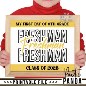 Printable First Day of 9th Grade Sign, Freshman Printable Sign ...