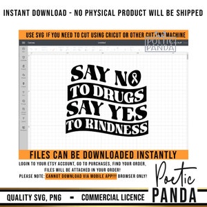 Say No to Drugs Say Yes to Kindness SVG PNG, Drug Free Svg, Red Ribbon ...