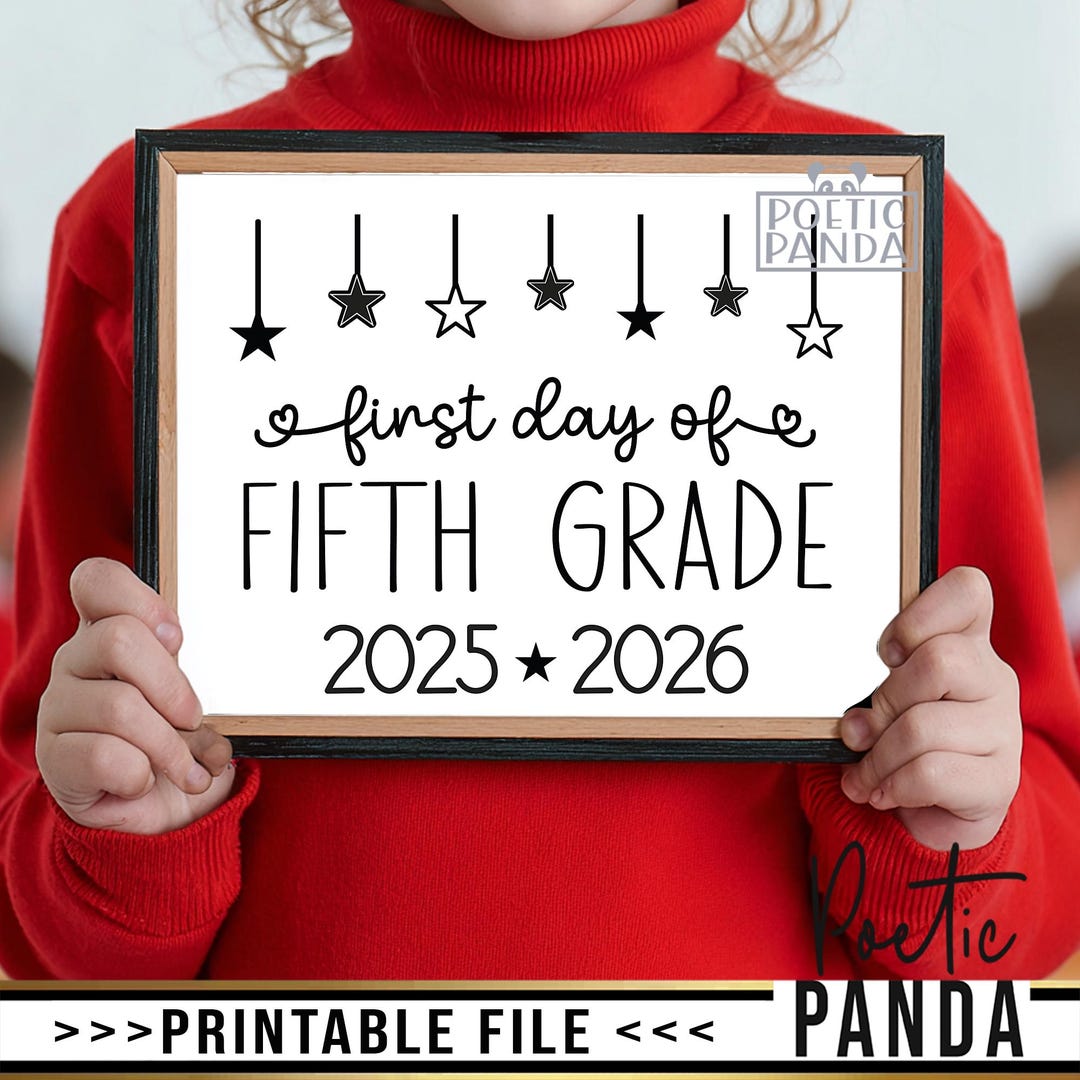 Printable 1st Day of 5th Grade Sign PNG, Printable First Day of 5th ...