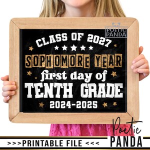 Printable First Day of Sophomore Year Sign, 10th Grade Sign, Sophomore ...