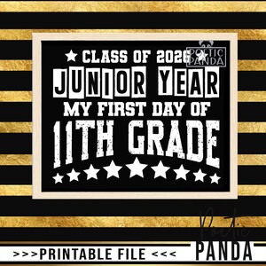Printable First Day of Junior Year Sign, 11th Grade Instant Download ...