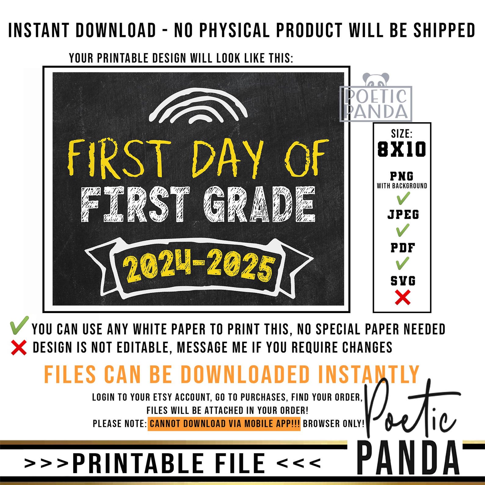 Printable First Day of 1st Grade Sign, First Day of School Sign, 1st ...