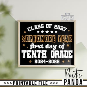 Printable First Day of Sophomore Year Sign, 10th Grade Sign, Sophomore ...