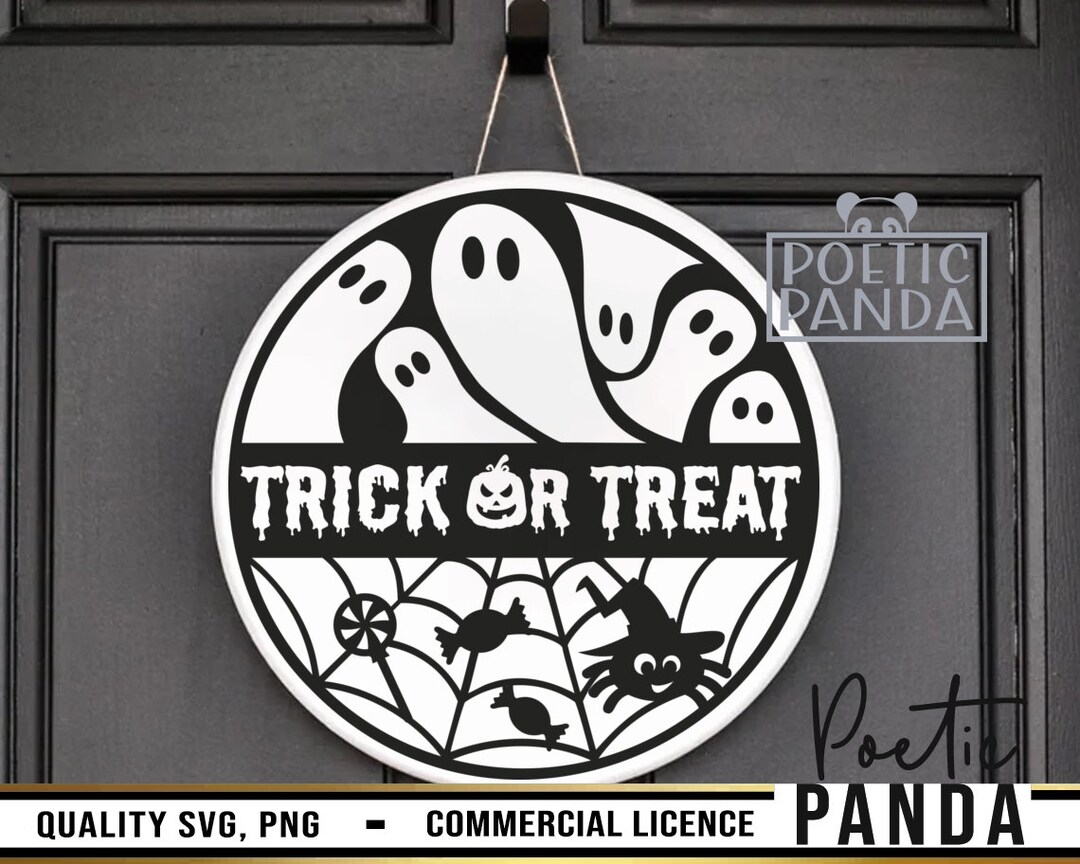 Trick or Treat Round Sign SVG PNG, Halloween Decor Svg Front Door ...