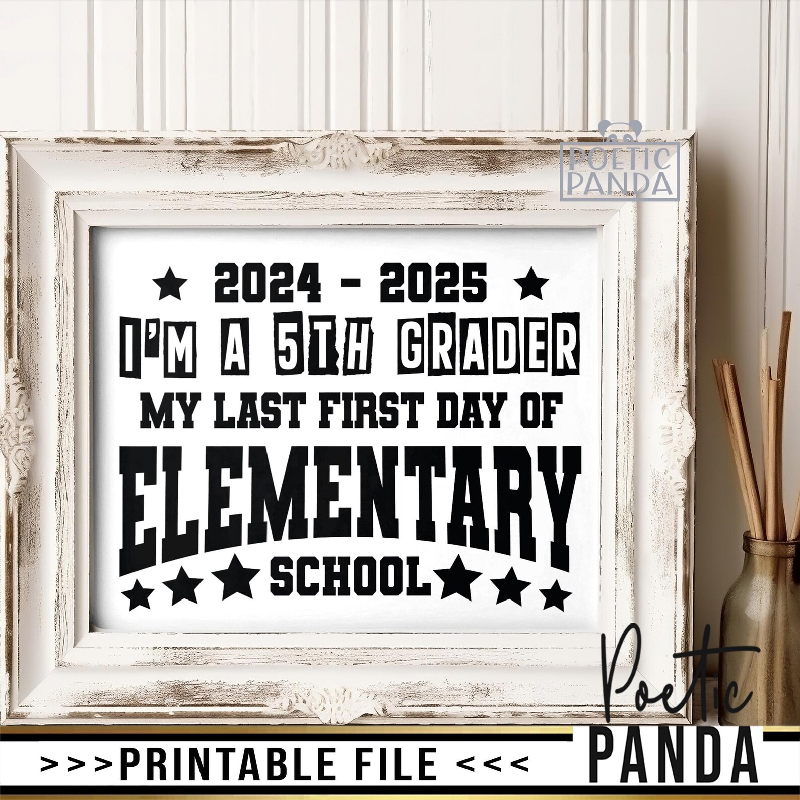 Printable Last First Day Elementary School Sign PNG JPEG, 5th Grade ...