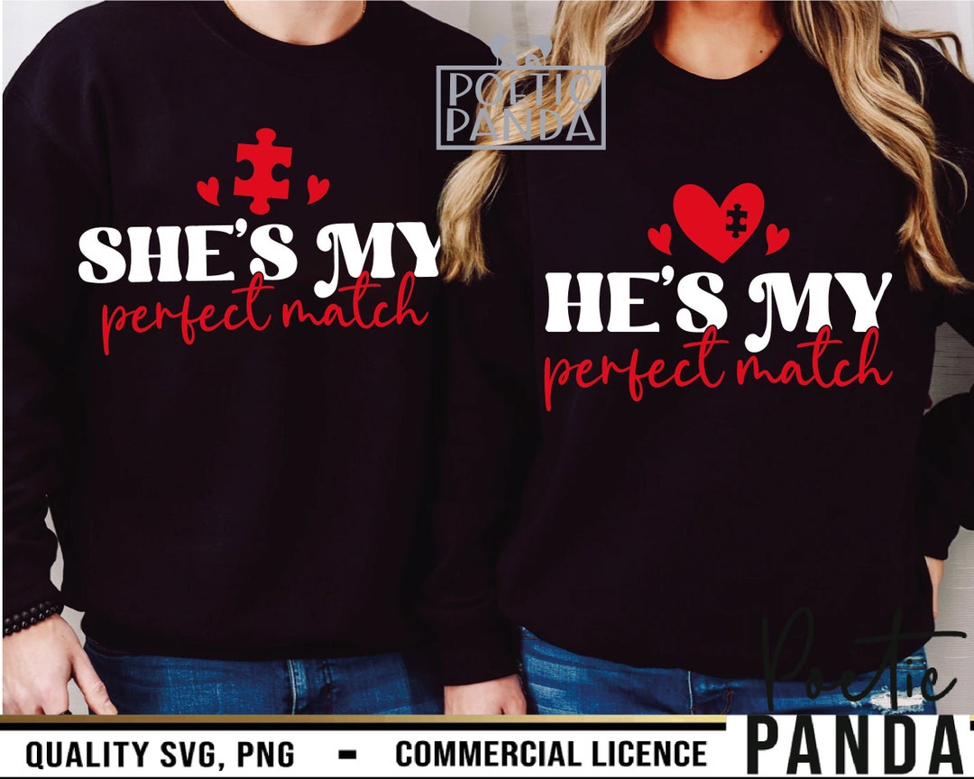 He's My Match SVG PNG, She's My Match Svg, Couple Valentine Svg ...