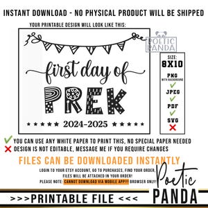 Printable First Day of Prek Sign, First Day of Preschool Sign, Pre-k ...