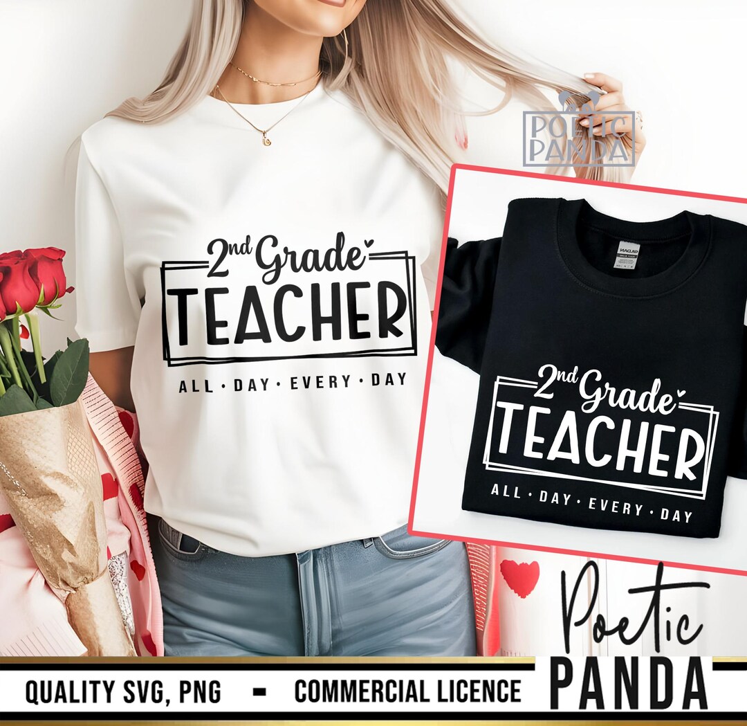 2nd Grade Teacher SVG PNG, Second Grade Teacher Shirt Svg, Gift to 2nd ...
