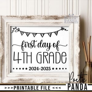 Printable First Day of 4th Grade Sign, First Day of School Sign, Class ...