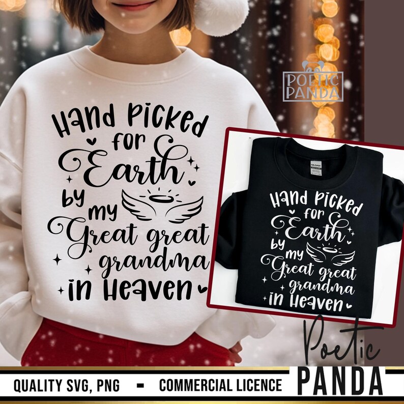 Hand Picked for Earth by My Great Great Grandma in Heaven SVG PNG, New ...