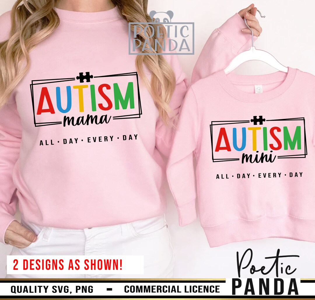 Autism Mama and Mini SVG PNG, Autism Mom Svg, Autism Svg, Proud Autism ...