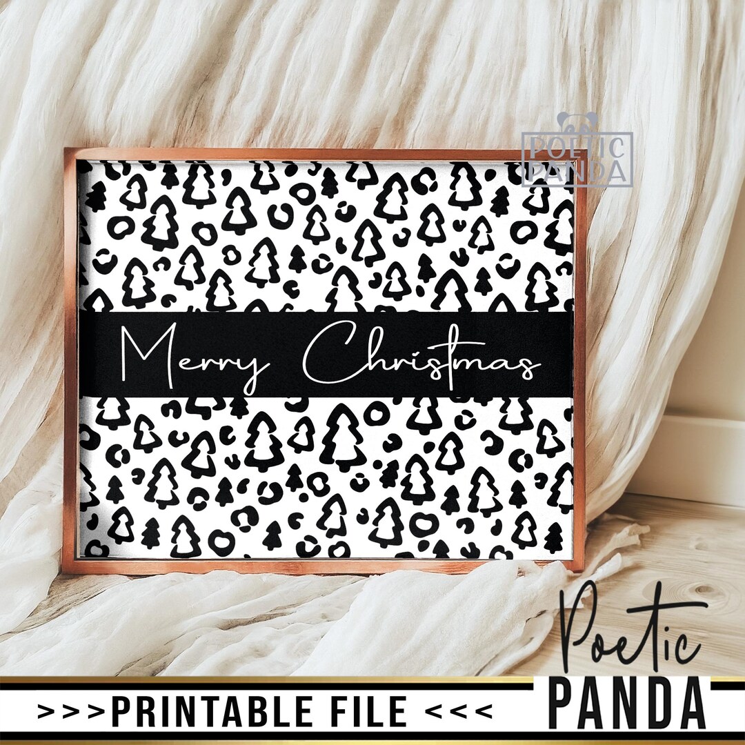 Printable Merry Christmas Sign, Christmas Decor, Cheetah Sign, Merry ...