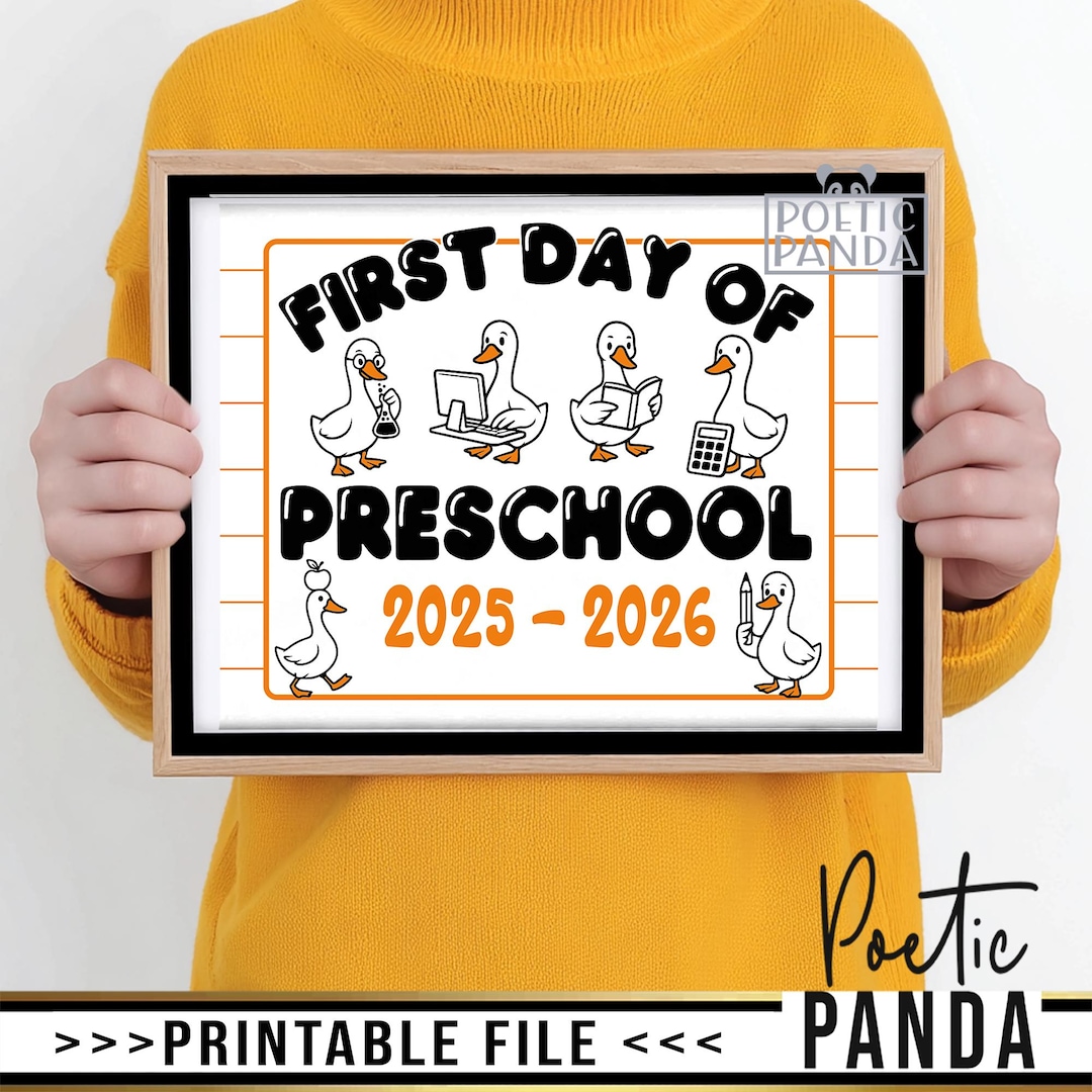 PRINTABLE First Day of Preschool Sign PNG, Prek 1st Day Board, Cute ...