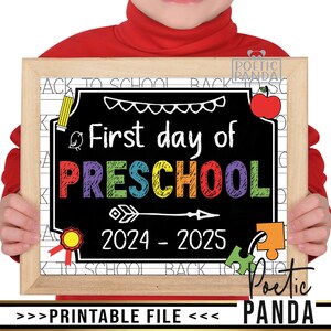 Printable First Day of Preschool Sign, 1st Day of Preschool Sign ...