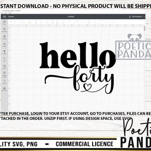 Hello 40 SVG PNG, Birthday Shirt Sv, Hello Forty Svg, 40 Af, 40 Svg ...