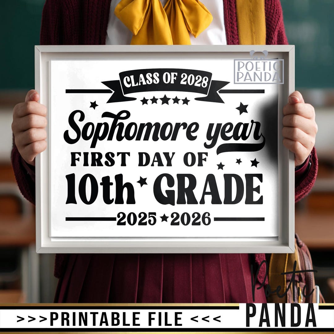 Printable First Day of 10th Grade Sign PNG, First Day of Tenth Grade ...