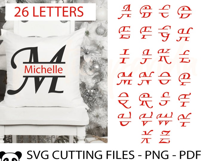 Split Monogram Alphabet SVG, PNG, Split Monogram Frame Alphabet, Cut ...