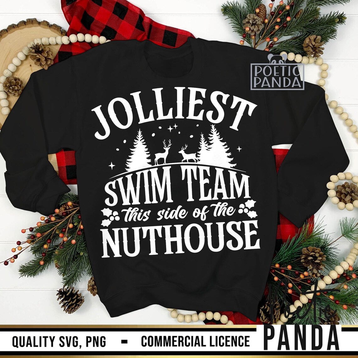 Swim Team Christmas SVG PNG, Jolliest Swim Team Svg, Christmas Shirts ...