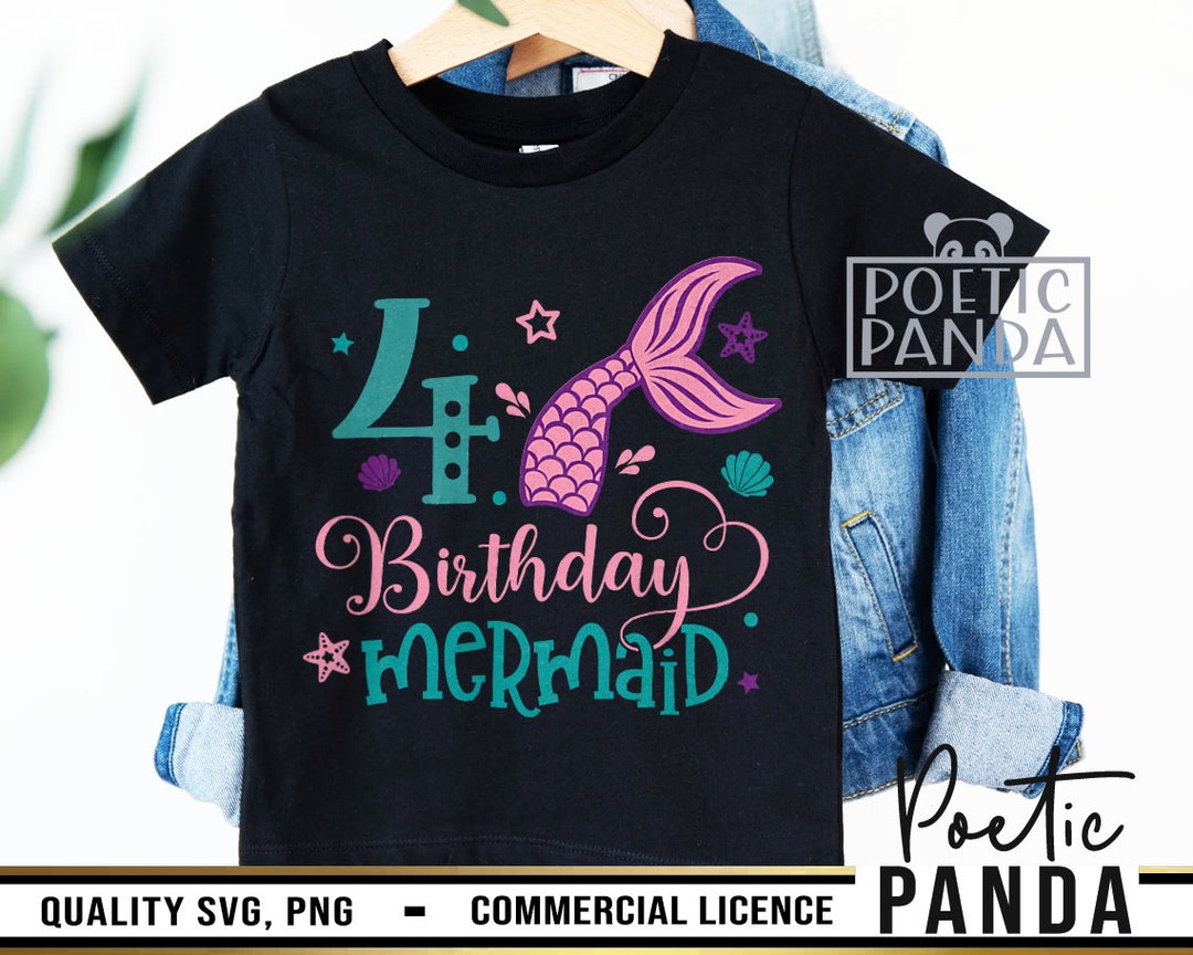 4th Birthday Mermaid SVG PNG, Mermaid Birthday Svg, Birthday Girl Svg ...