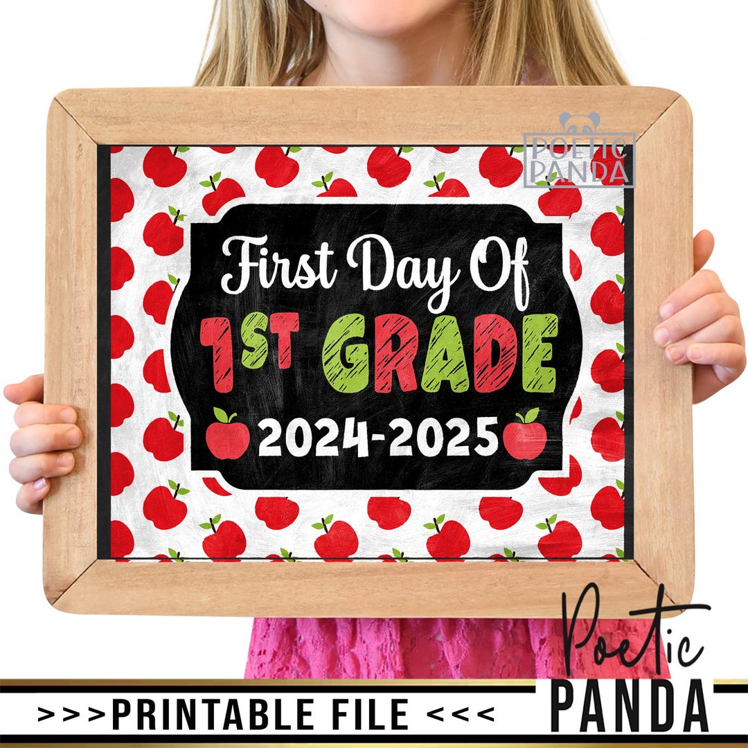 Printable First Day of 1st Grade PNG JPEG, Chalkboard 1st Grade Sign ...