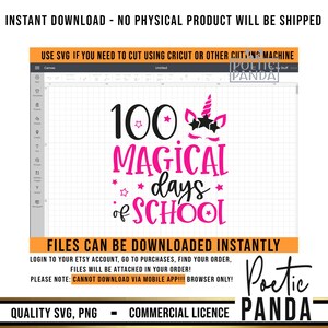 100 Days of School SVG PNG, 100 Magical Days of School Svg, Unicorn Svg ...