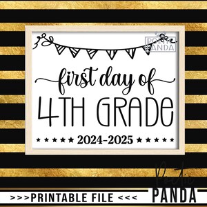 Printable First Day of 4th Grade Sign, First Day of School Sign, Class ...