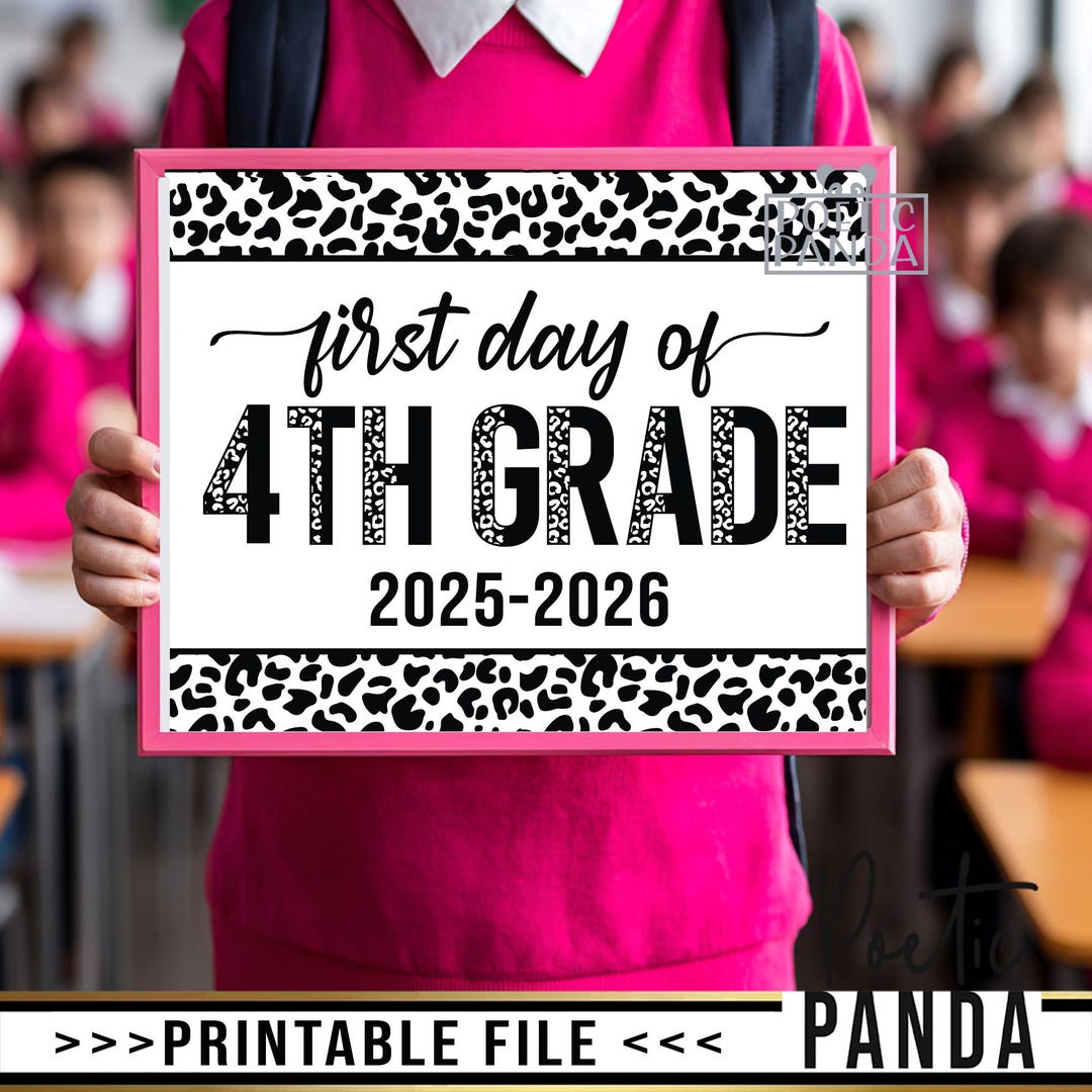 Printable 1st Day of 4th Grade Sign PNG, First Day of Fourth Grade ...