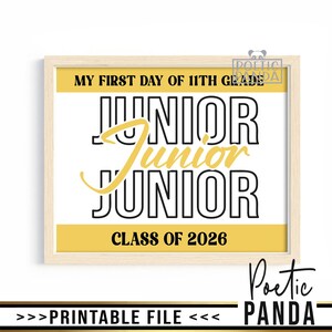 Printable Junior Sign PNG JPEG, First Day of School Sign, First Day of ...