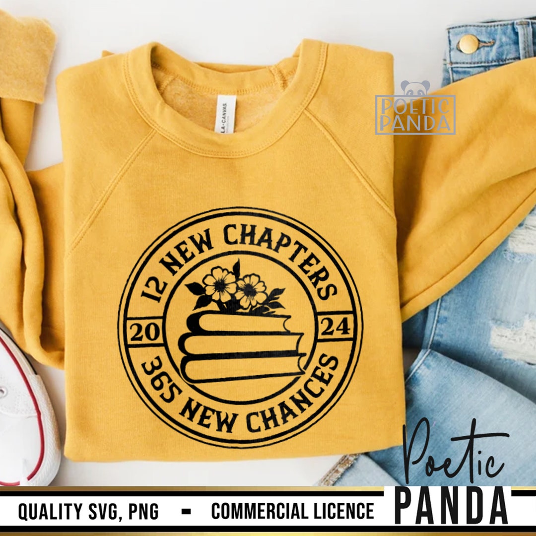 12 New Chapters 365 New Chances SVG PNG, Book Lover Svg, Librarian, New ...