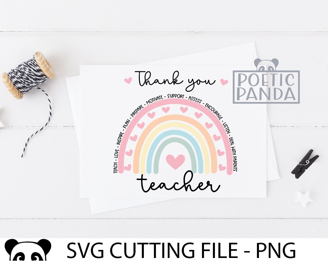 Rainbow TEACHER Love Teach Inspire SVG PNG Thank You for - Etsy UK