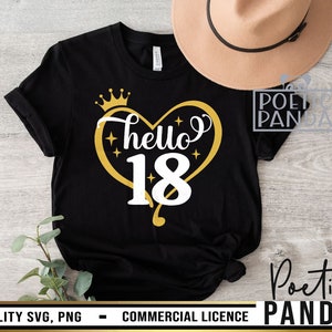 Hello 18 SVG PNG, 18th Svg, 18th Birthday Svg, Birthday Girl Svg, 18 ...