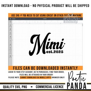 Mimi Est 2025 SVG PNG, Mimi Shirt Svg, Promoted to Mimi Svg, 2025 Mimi ...
