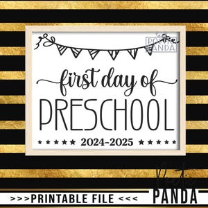 Printable First Day of Preschool Sign PNG JPEG, First Day of Prek Sign ...