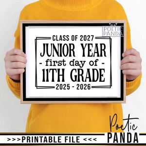 Printable Sign First Day of Junior Year PNG, 1st Day of 11th Grade ...