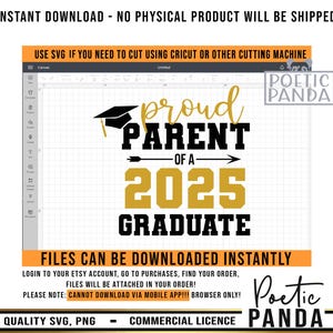 Proud Parent of 2025 Graduate SVG PNG, Graduation 2025 Svg, Senior 2025 ...