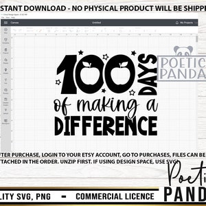 100 Days of Making A Difference SVG PNG, 100 Days Smarter Svg, 100 Days ...