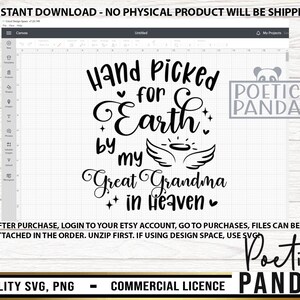Hand Picked for Earth by My Great Grandma in Heaven, Heaven Svg, Baby ...