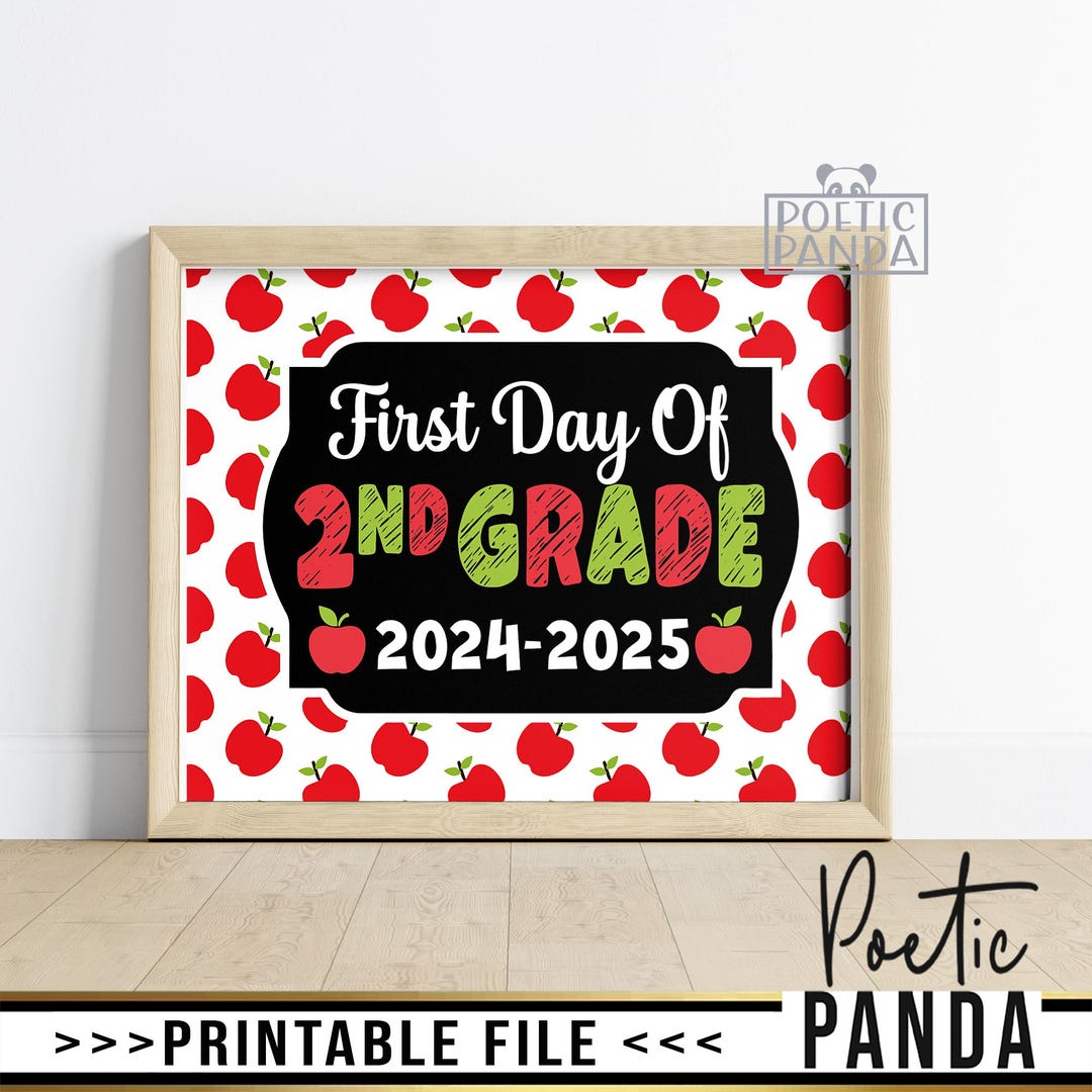 Printable First Day of 2nd Grade PNG JPEG, Chalkboard 2nd Grade Sign ...