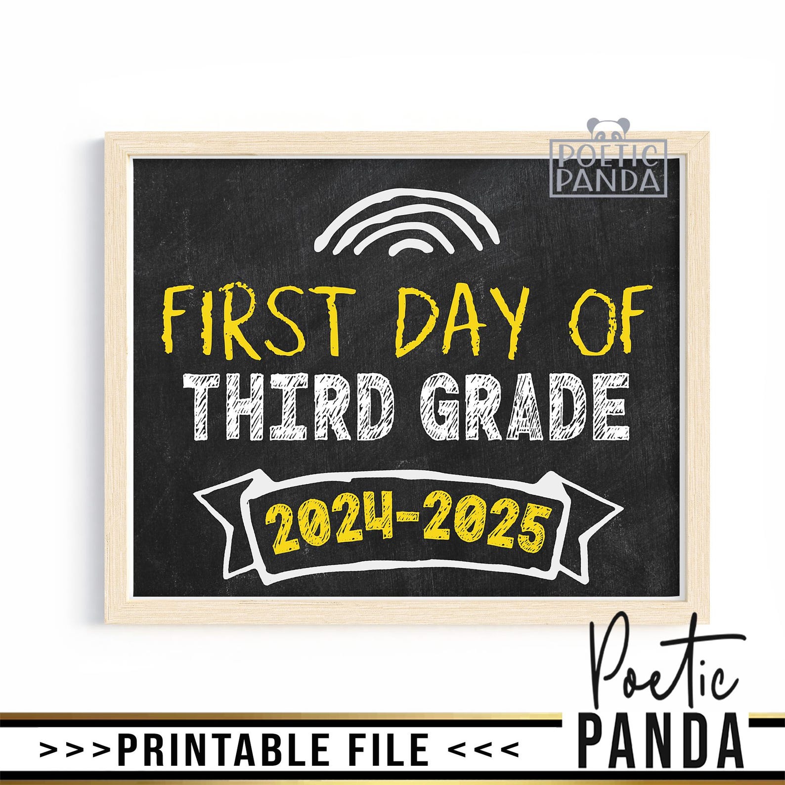 Printable First Day of 3rd Grade Sign, First Day of School Sign, 3rd ...