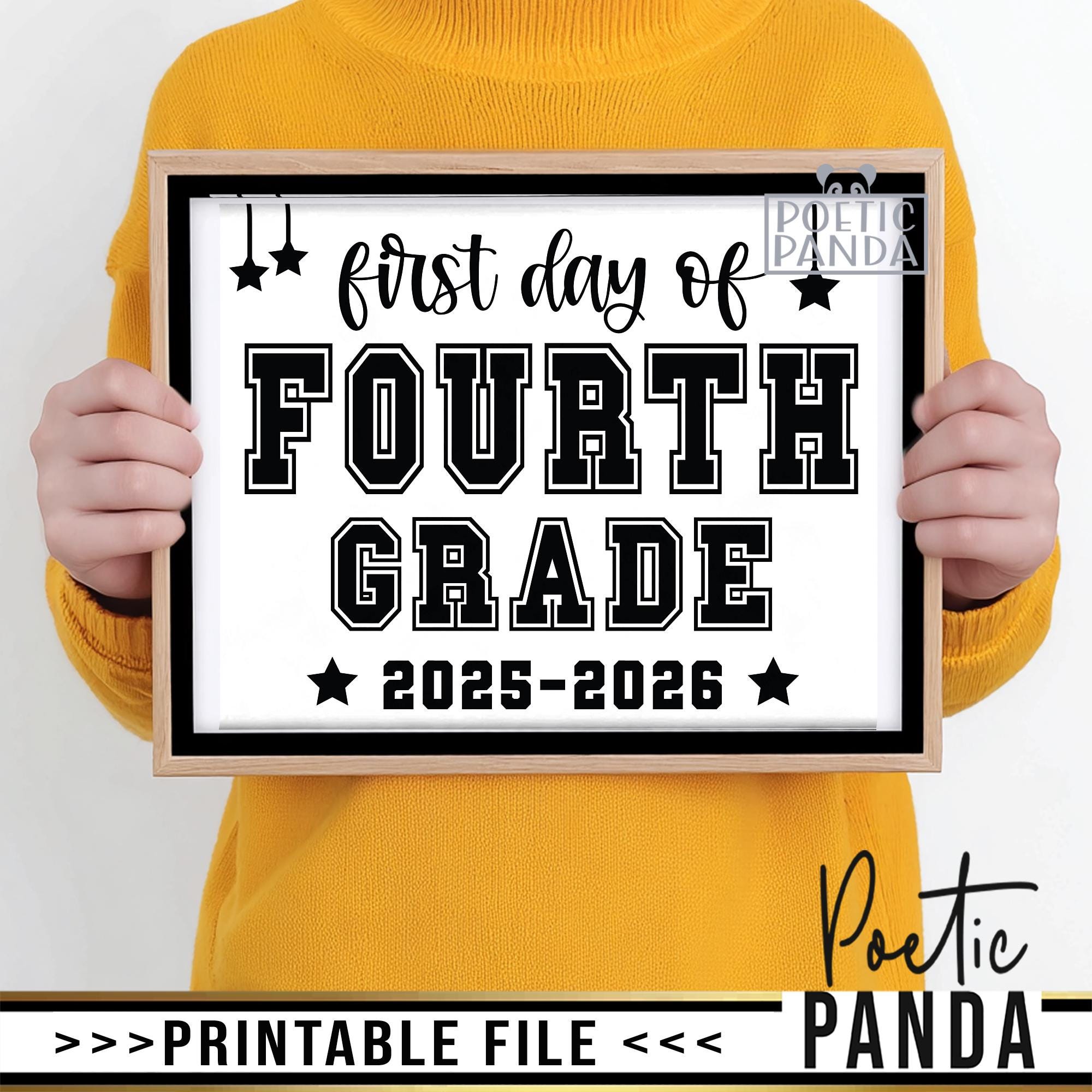 Printable First Day of 4th Grade Sign, 1st Day of Fourth Grade ...