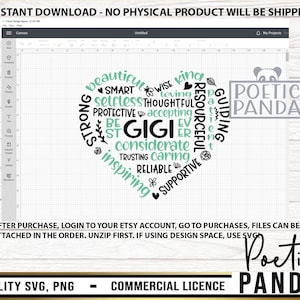 Gigi Word Art SVG PNG, Grandmother Svg, Mom Svg, Gigi Png, Gift to Gigi ...