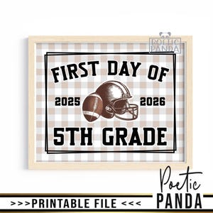 Printable Sign Football First Day of 5th Grade PNG, Boy 1st Day of ...