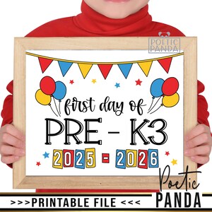 Printable Sign 1st Day of Pre-k3 PNG, First Day of Preschool Poster ...