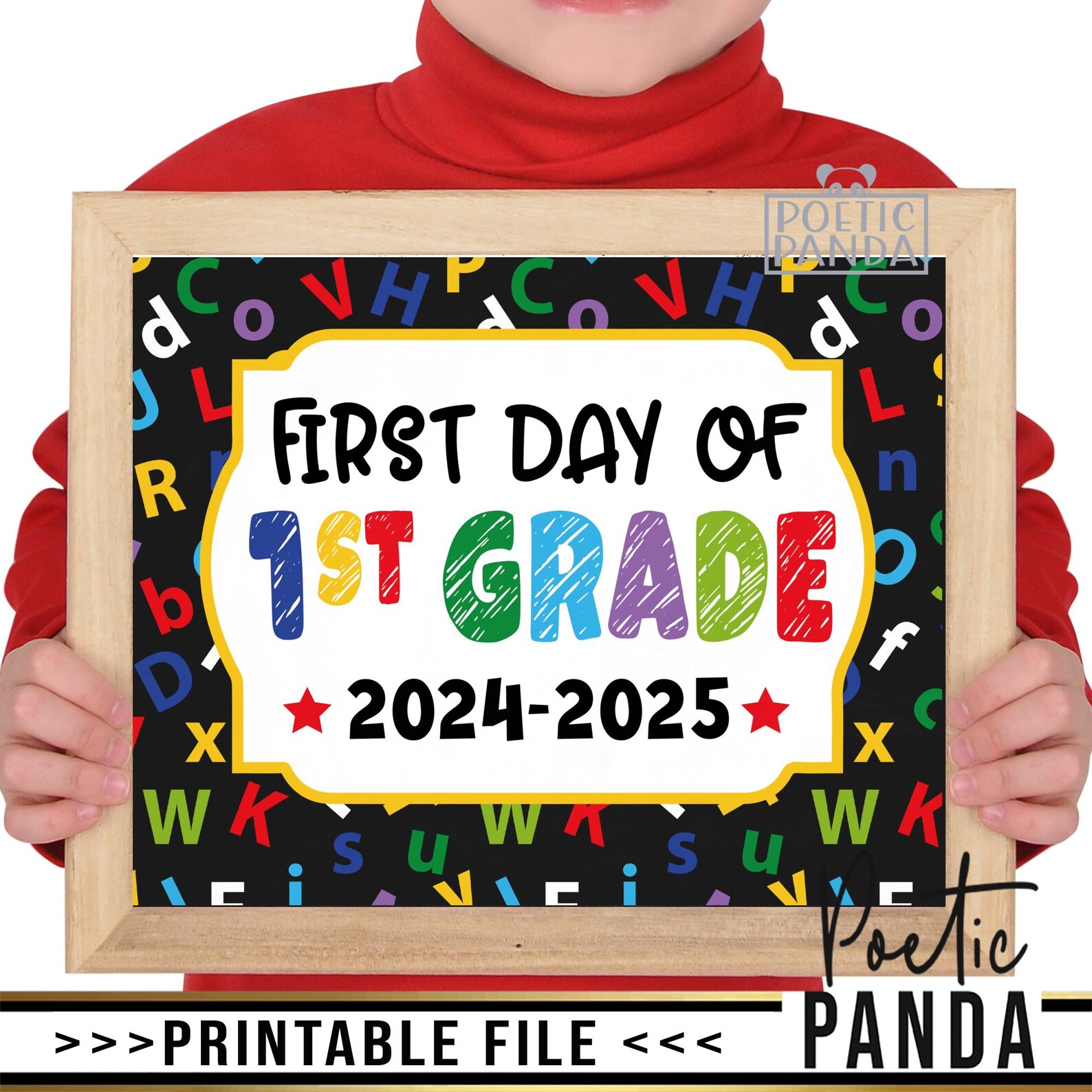 Printable First Day of 1st Grade Chalkboard Sign PNG JPEG, 1st Grade ...