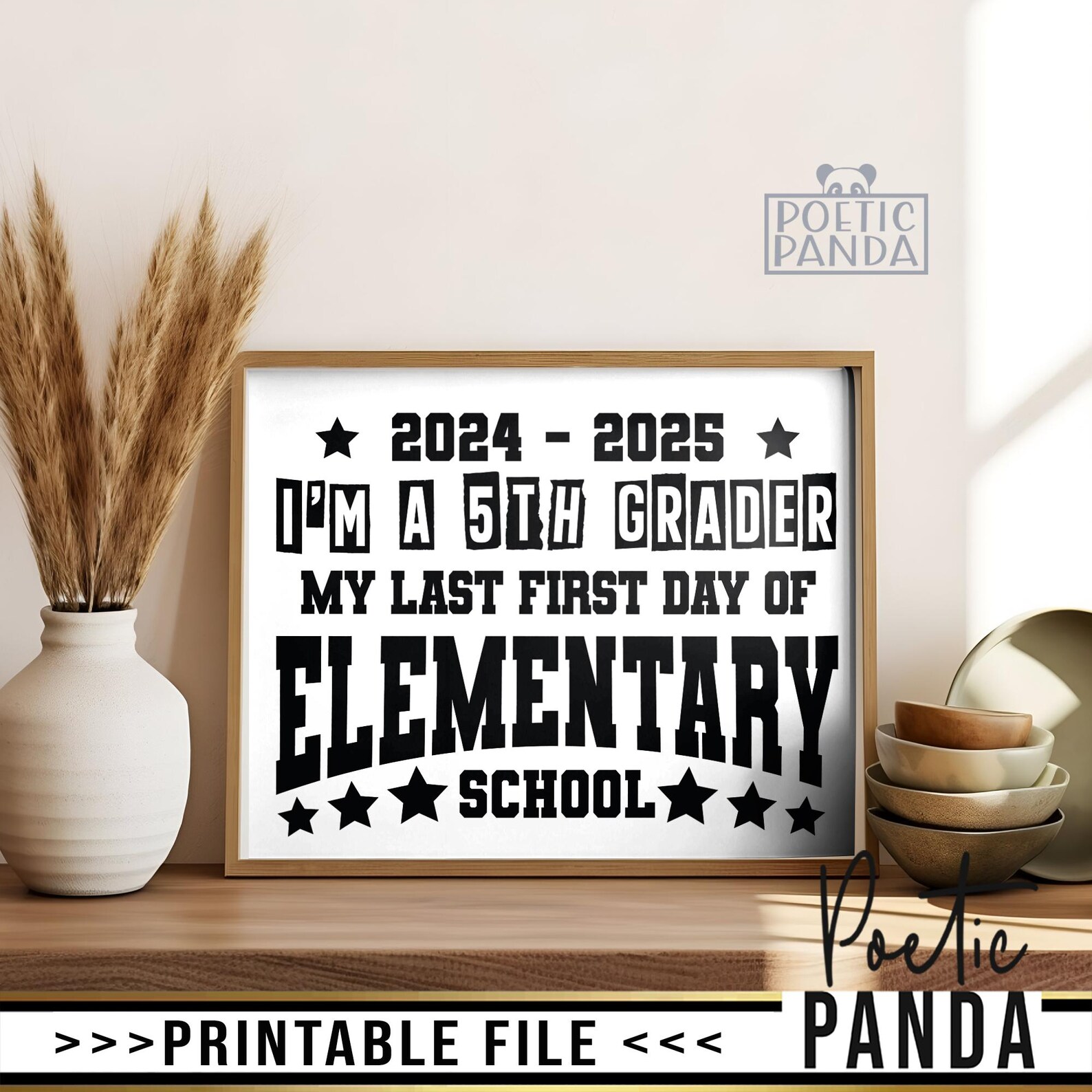 Printable Last First Day Elementary School Sign PNG JPEG, 5th Grade ...