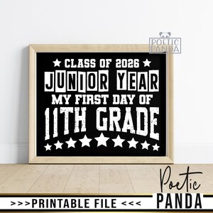 Printable First Day of Junior Year Sign, 11th Grade Instant Download ...