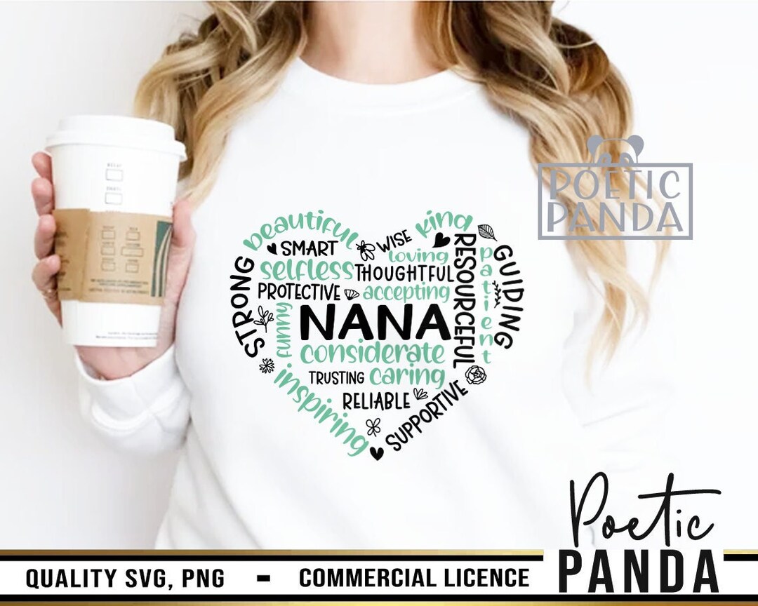 Nana SVG PNG, Grandma Svg, Blessed Nana Svg, Nana Heart Svg, Nana Word ...