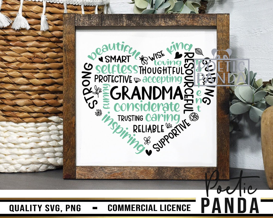 Grandma Word Art SVG PNG Grandma Svg Mothers Day Svg Mom - Etsy UK